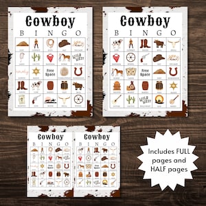 Cowboy Bingo Cards, Printable Wild West Party Game for Kids, Teens, and ...