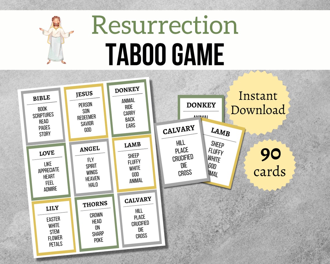 Resurrection Taboo Game, Printable Easter Activity, Bible Games for ...