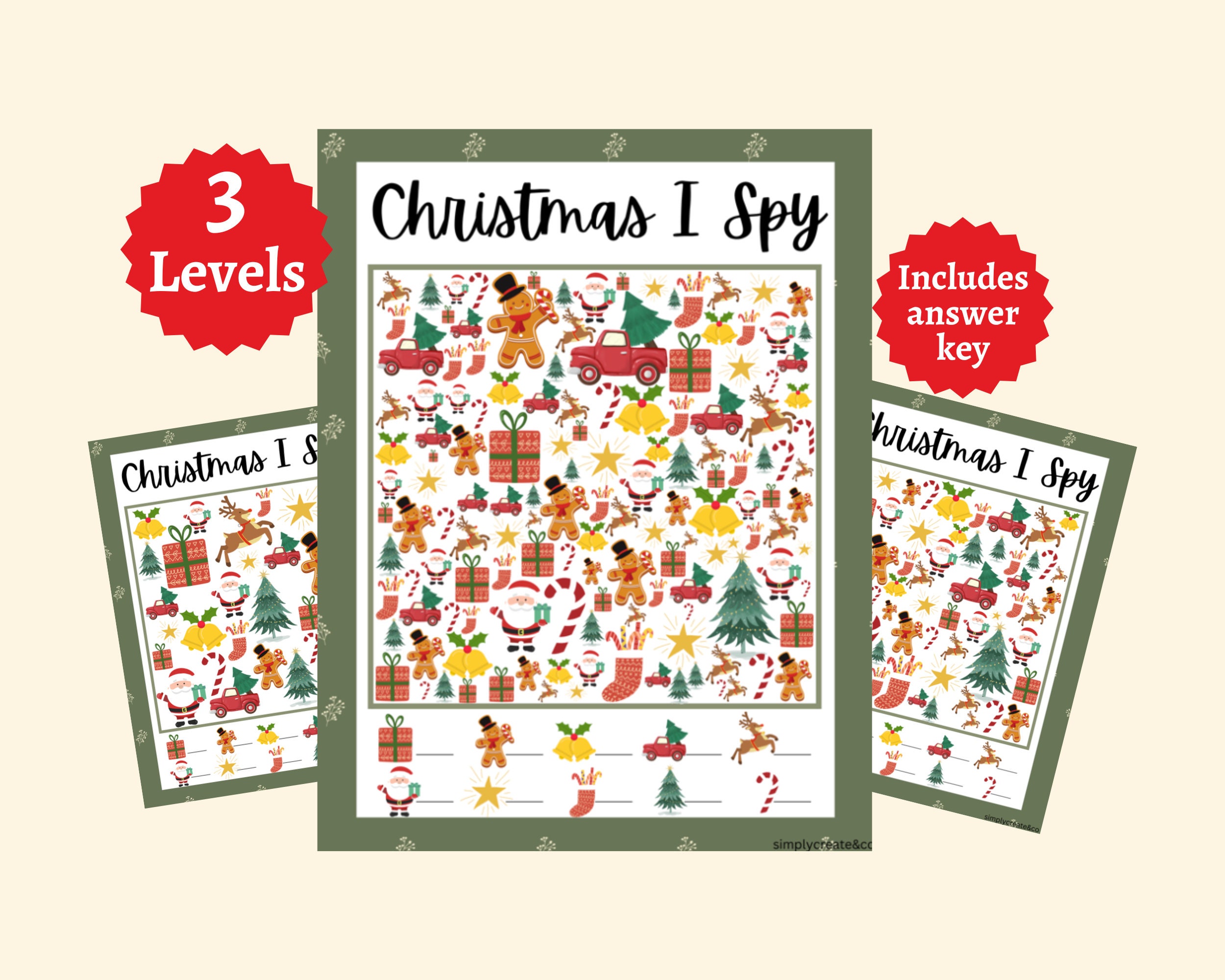 Christmas I Spy Game, Printable Holiday Activity for Kids, Search and ...