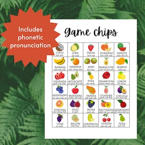 Spanish Fruit Bingo, Spanish Learning Activity for Kids, Spanish Games ...