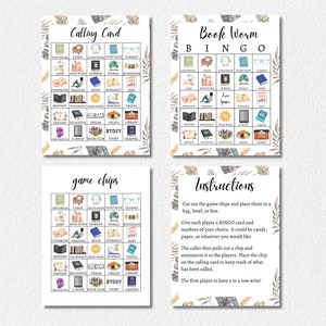 Book Worm Bingo Cards, Printable Book Club Game, Fun Reading Activity ...