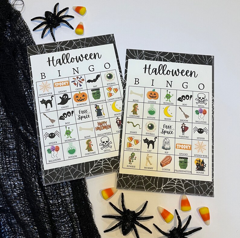 Halloween Bingo Cards, Printable Halloween Party Game for Kids, Teens ...