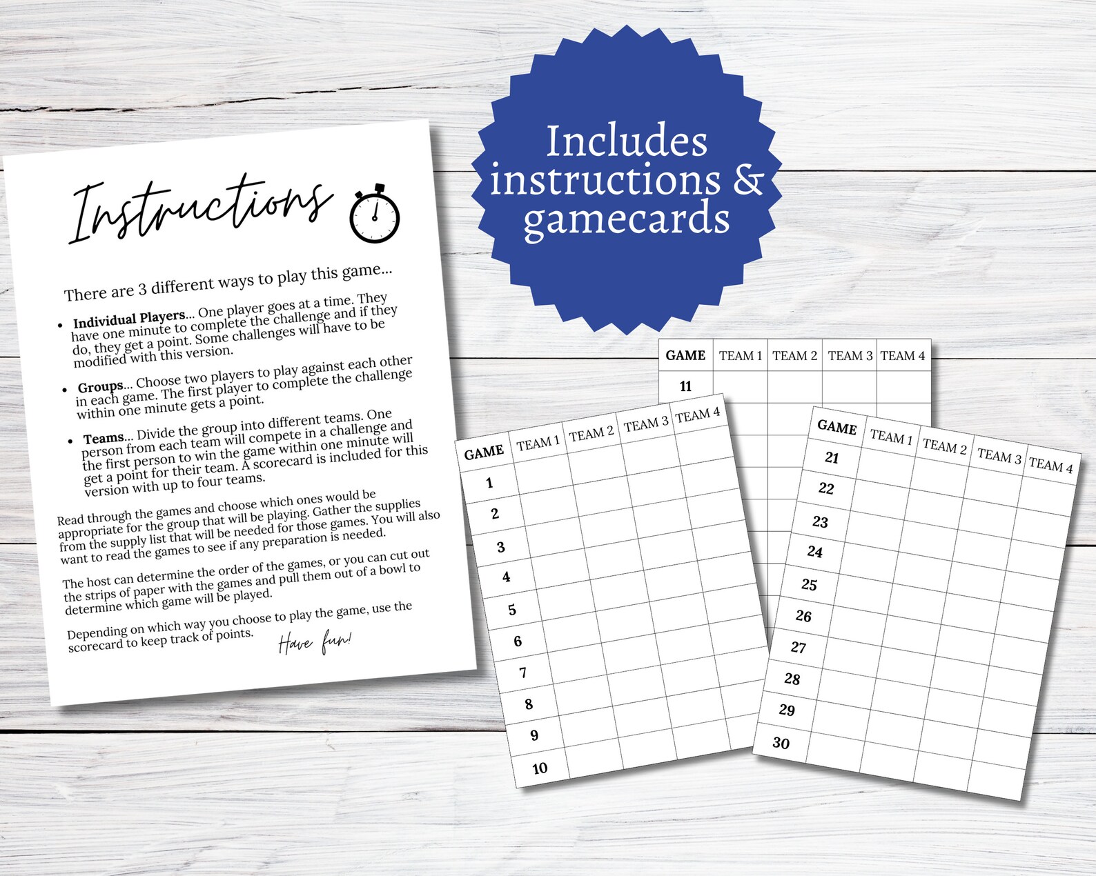 Minute to Win It Games, Printable Family Party Games for Kids, Teens ...