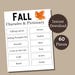 Fall Charades Game, Printable Autumn Pictionary Cards, Fall Party Game ...