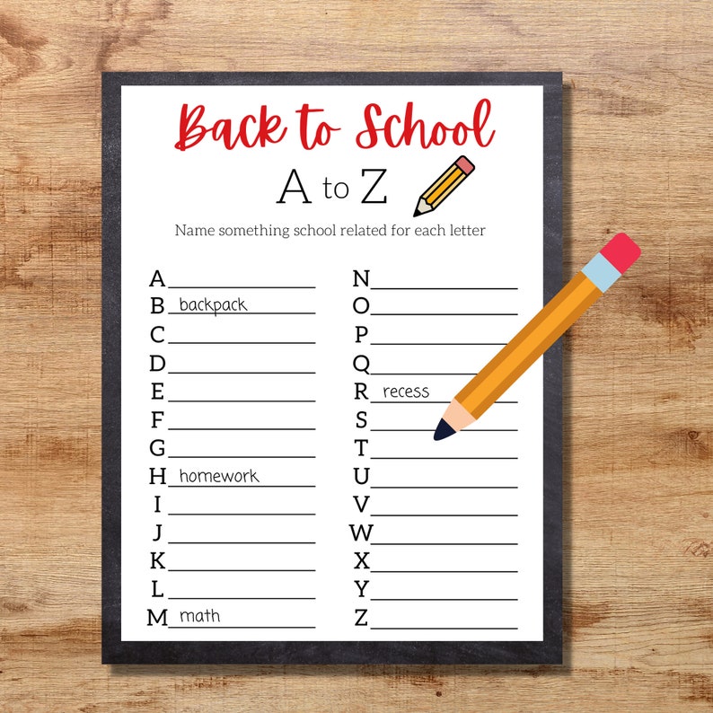 Back to School A to Z Race Game, Classroom Writing Activity, Printable ...