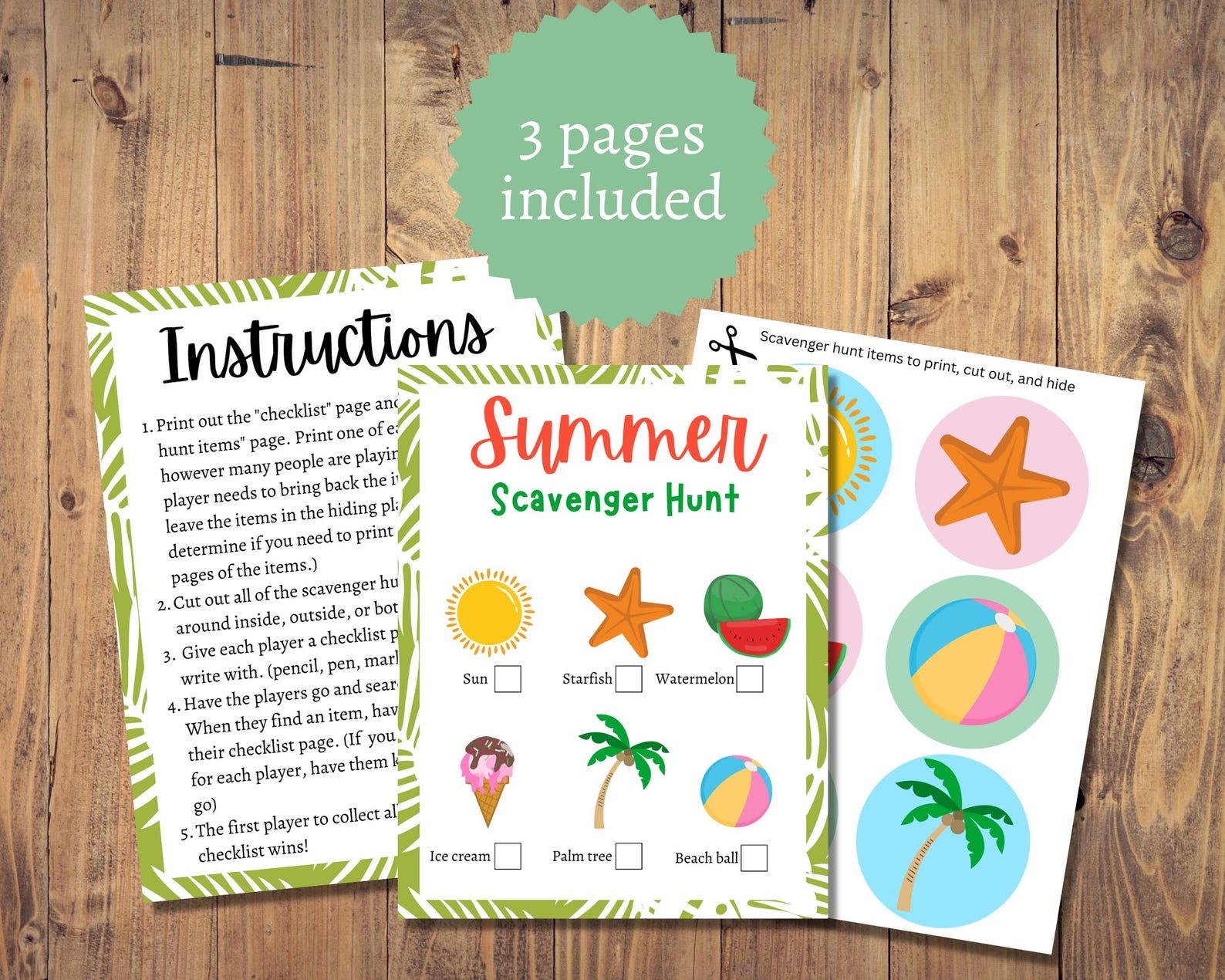 Summer Scavenger Hunt, Printable Summer Games for Kids, Luau Activity ...