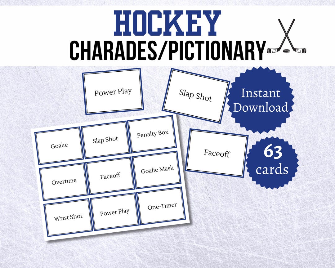 Hockey Charades Cards, Printable Hockey Party Game for Kids, Teens, and ...