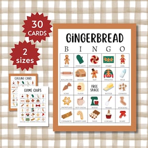 Gingerbread Bingo Cards, Printable Christmas Party Game, Holiday ...