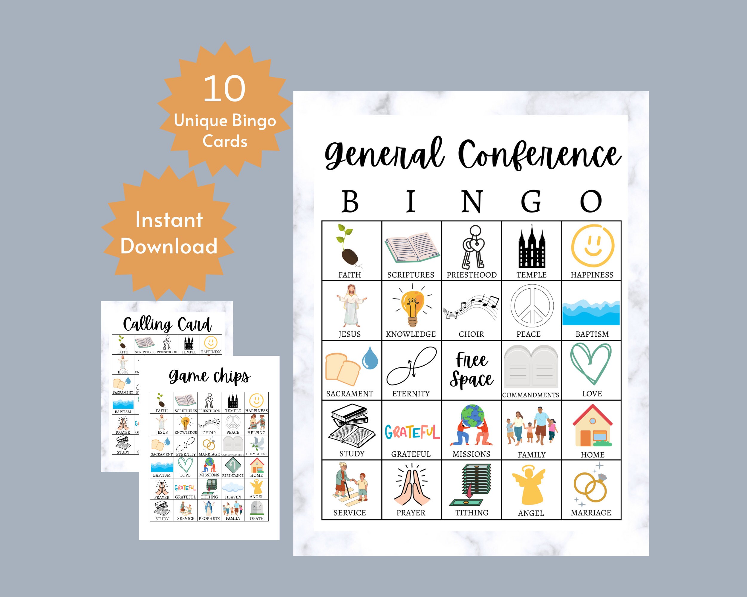 General Conference Bingo Cards, Printable LDS Church Games for Kids ...
