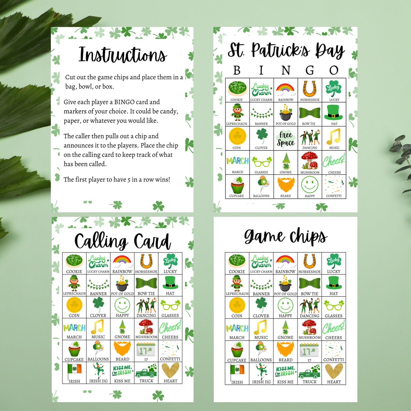 St. Patrick's Day Bingo Cards, Printable Leprechaun Activity, St ...