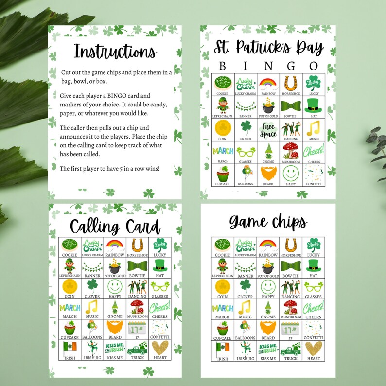 St. Patrick's Day Bingo Cards, Printable Leprechaun Activity, St ...