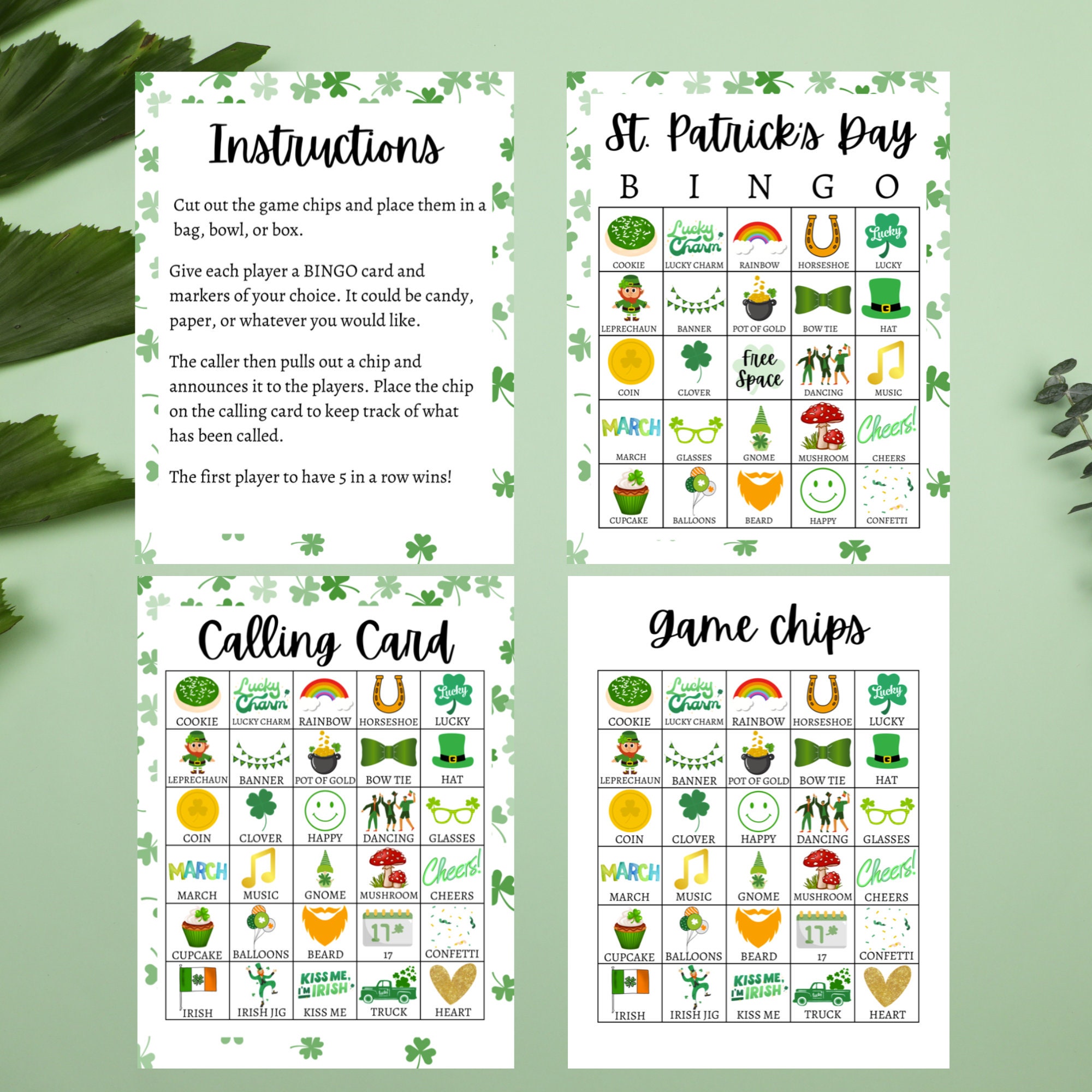 St. Patrick's Day Bingo Cards, Printable Leprechaun Activity, St ...