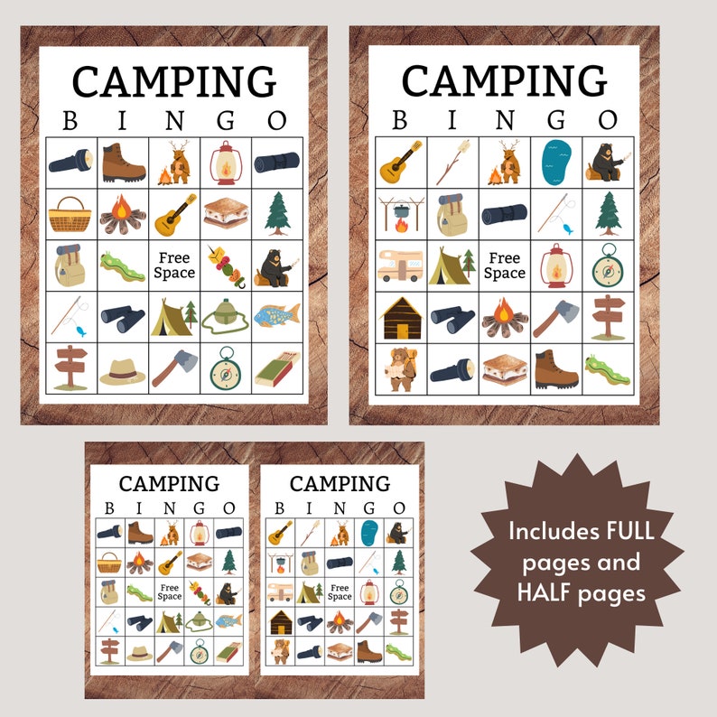 Camping Bingo Cards, Printable Camp-themed Party Game for Kids, Teens ...