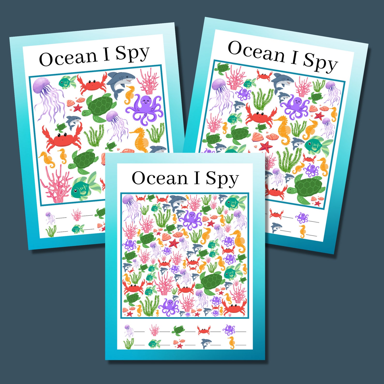 Ocean I Spy Game, Under the Sea Games, Ocean Party Printables, Under ...