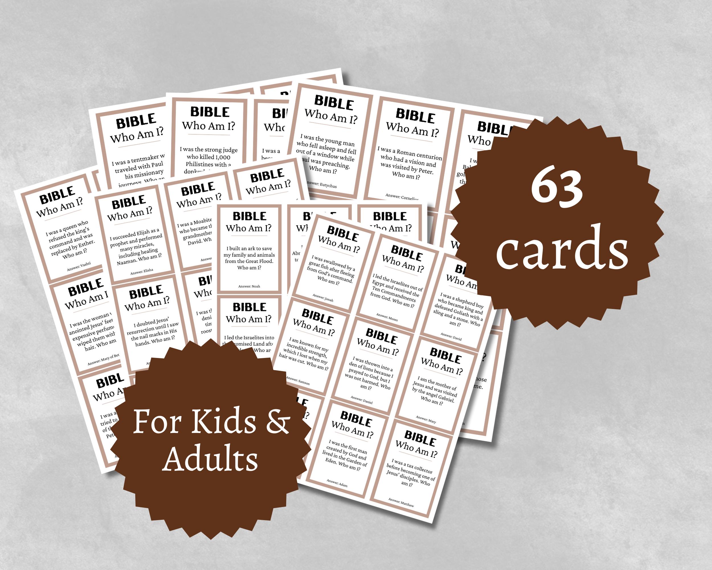 Bible Who Am I Trivia Cards, Printable Christian Party Game for Kids ...