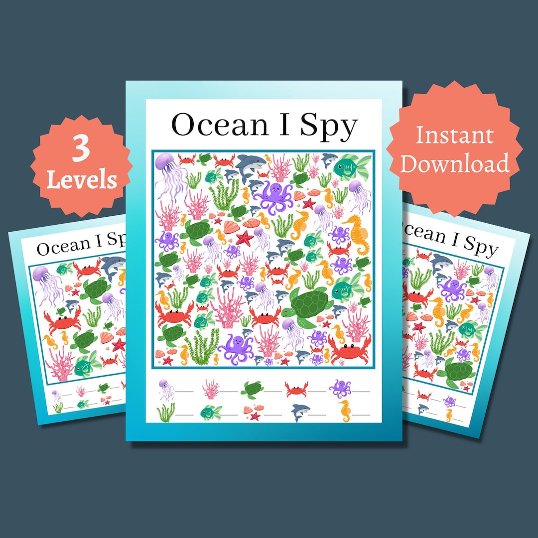 Ocean I Spy Game Under the Sea Games Ocean Party Printables - Etsy