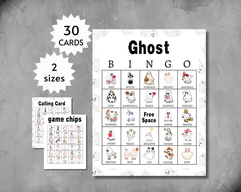 Ghost Bingo Cards, Halloween Party Game for Kids, Teens, and Adults ...