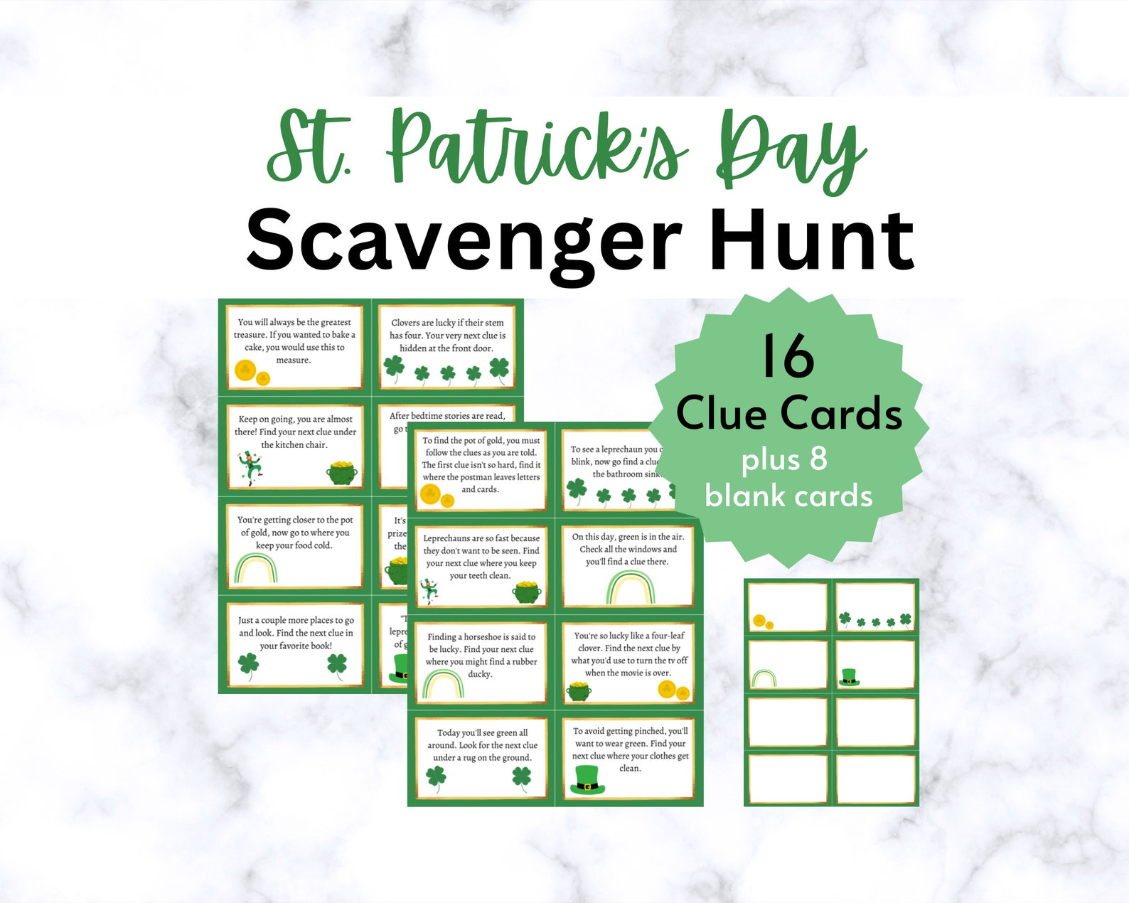 St. Patrick's Day Scavenger Hunt for Kids, Printable Leprechaun ...