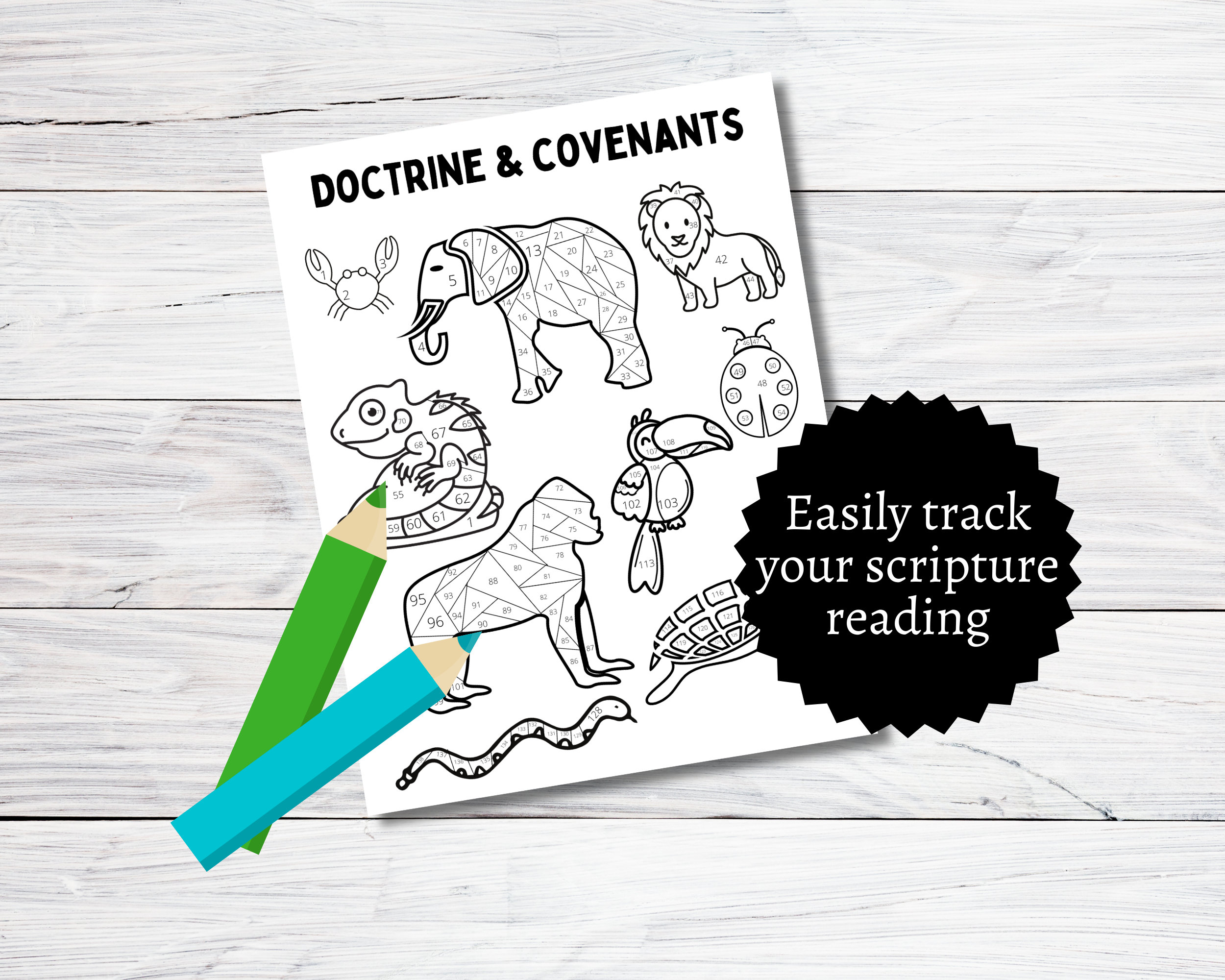 Doctrine and Covenants Reading Chart for Kids, Color by Number ...