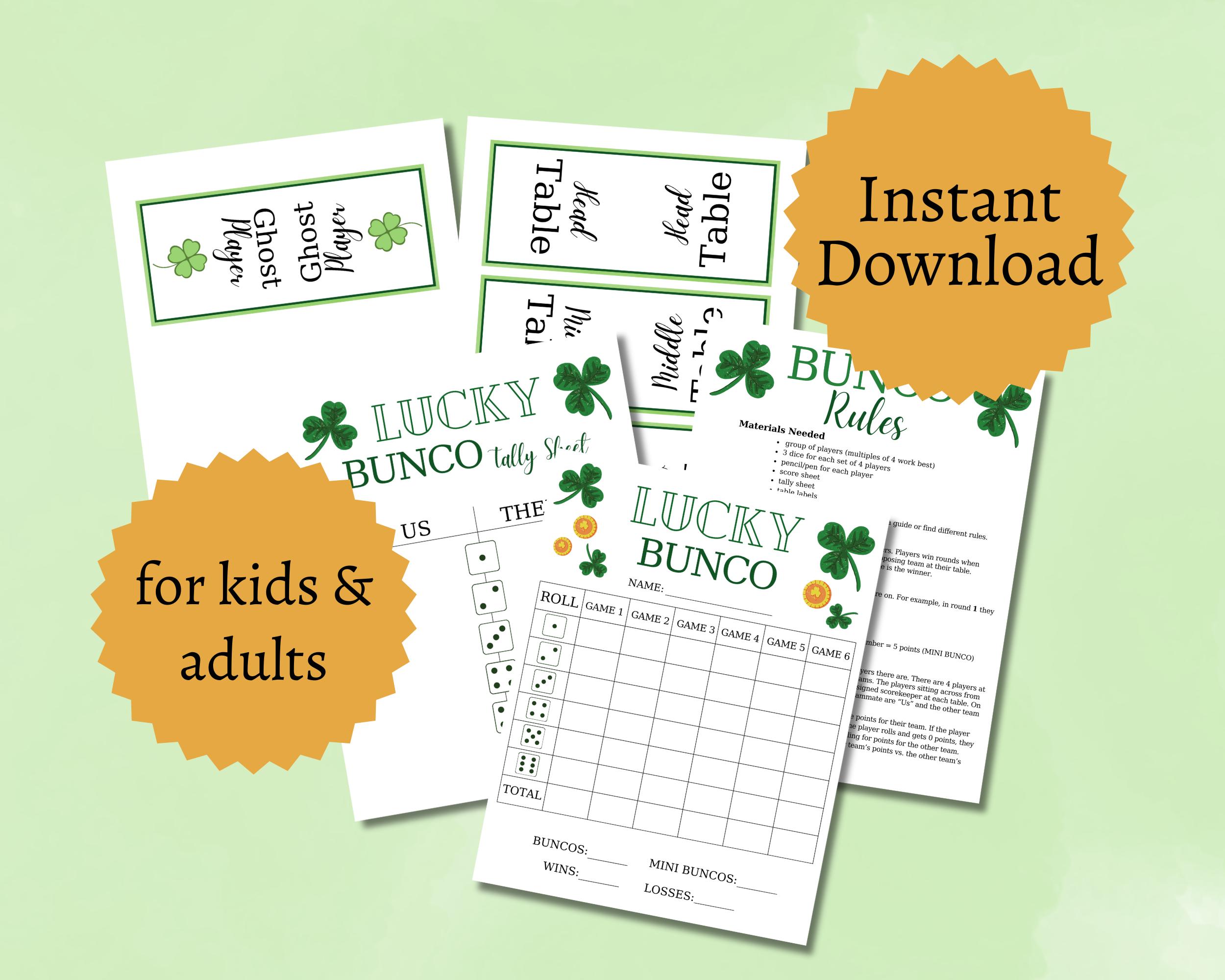 St. Patrick's Bunco, Printable Lucky Bunco Bundle, Saint Patricks Day ...