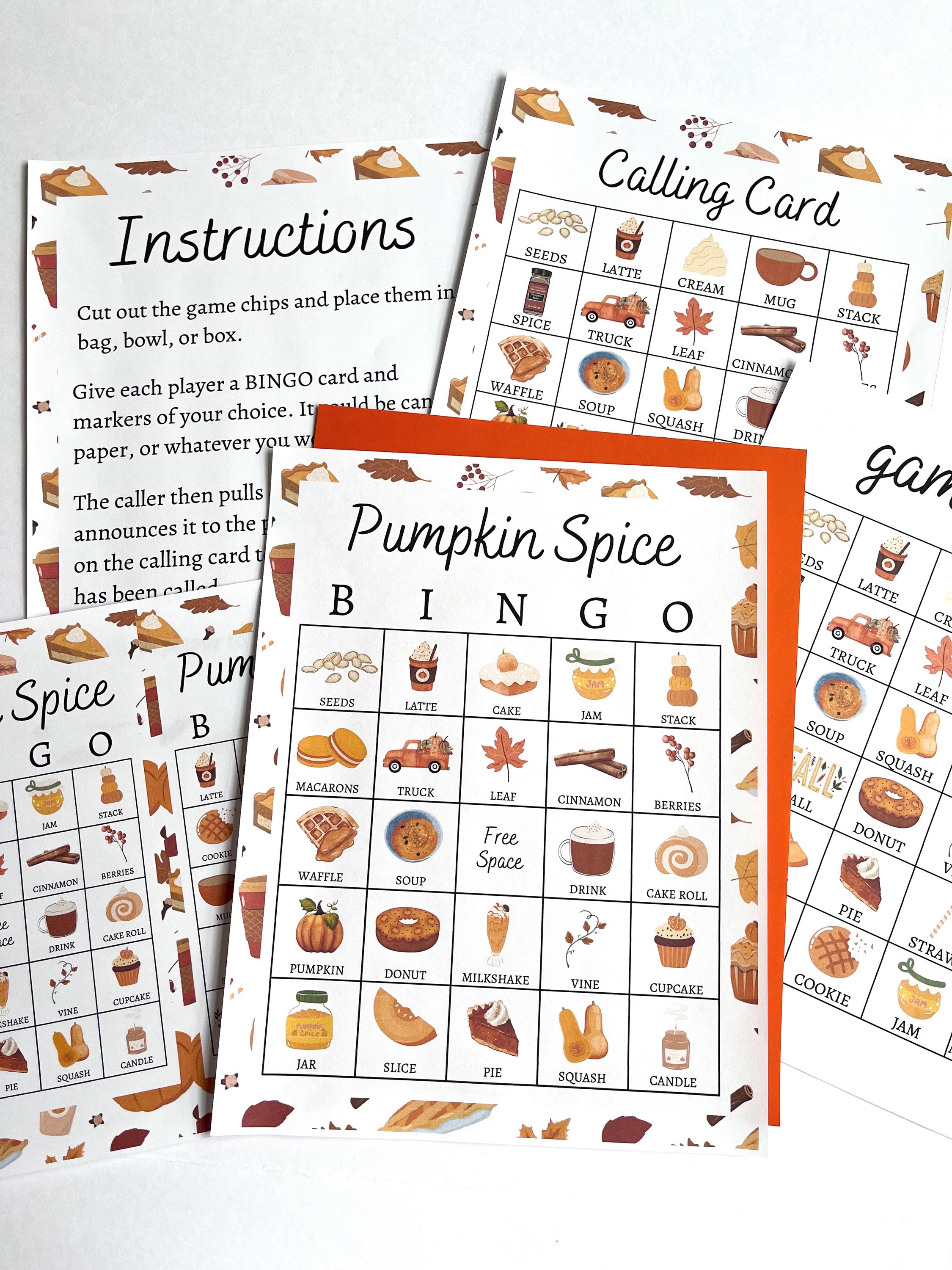 Pumpkin Spice Bingo Cards Bundle, Printable Autumn Party Game, Fall ...