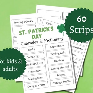 St. Patrick's Day Charades Game, Printable Pictionary Cards, Irish ...