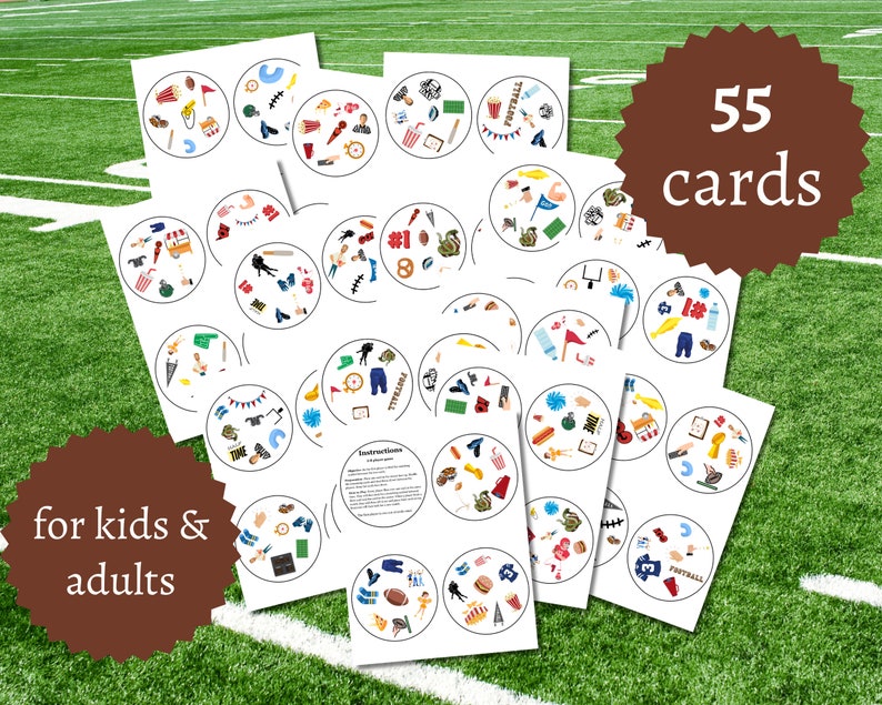 Football Seek It Card Game, Printable Sports Party Game for Kids, Teens ...