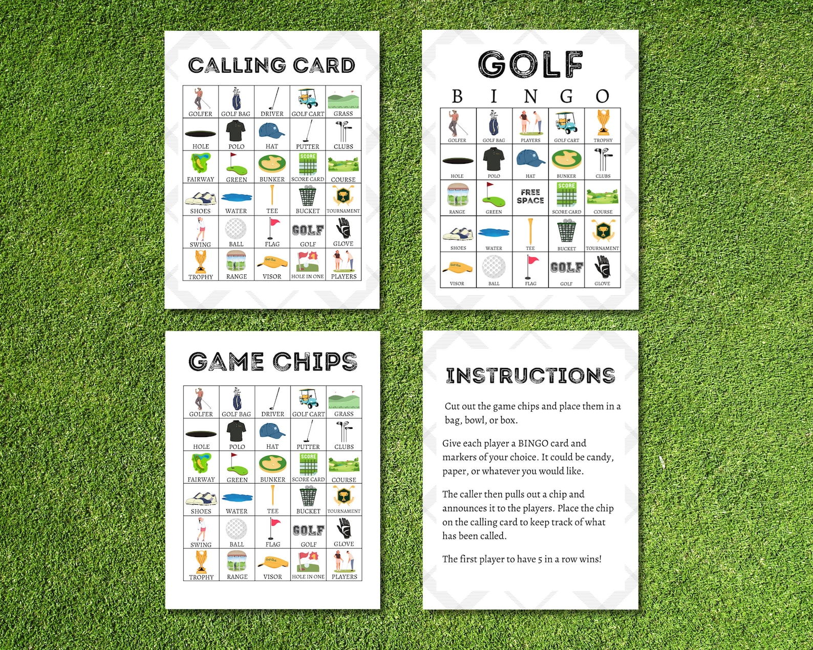 Golf Bingo Cards, Printable Golf Party Game for Kids, Teens, and Adults ...