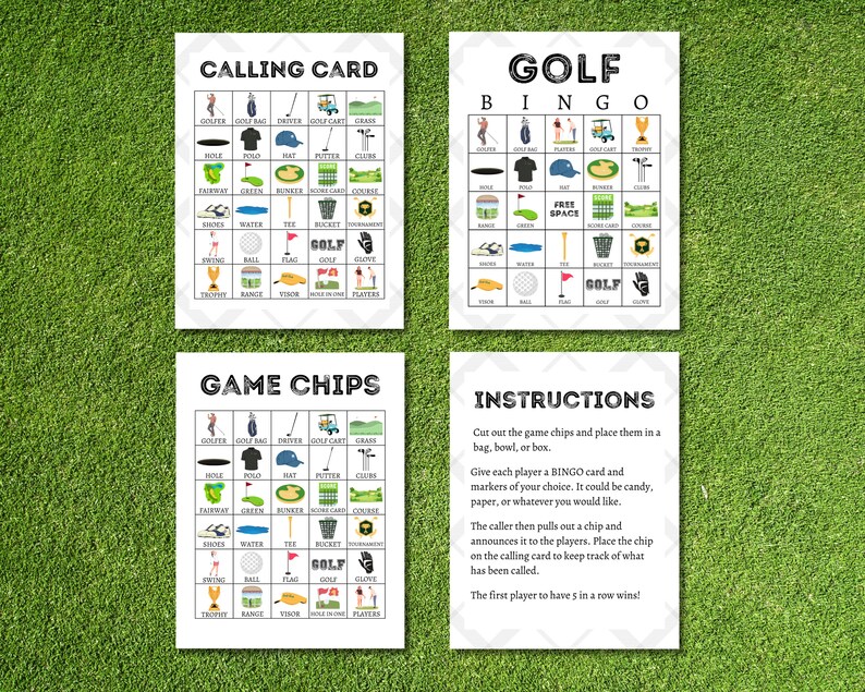 Golf Bingo Cards, Printable Golf Party Game for Kids, Teens, and Adults ...