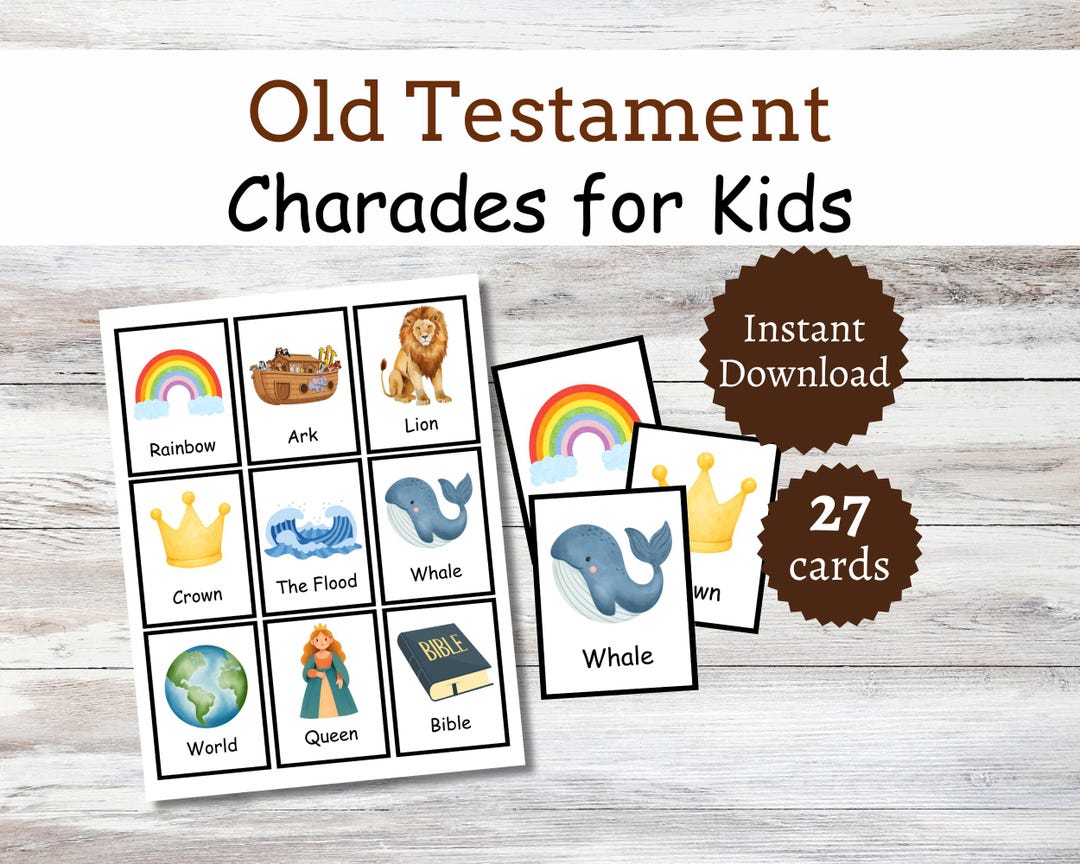 Old Testament Charades for Kids, Printable Bible Games, Pictionary ...