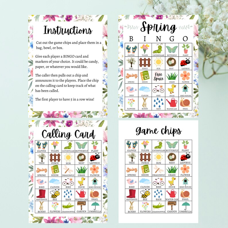 Spring Bingo Spring Activities Printable Easter Games - Etsy