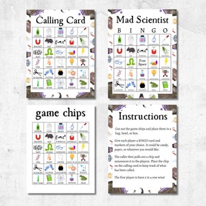 Mad Scientist Bingo Cards, Printable Halloween Party Game for Kids, Teens, and Adults, Science ...