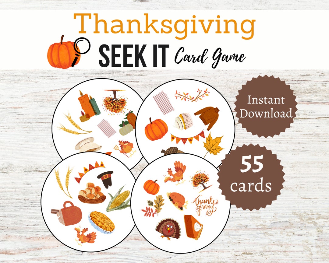 Thanksgiving Seek It Game Thanksgiving Game (Instant Download) - Etsy