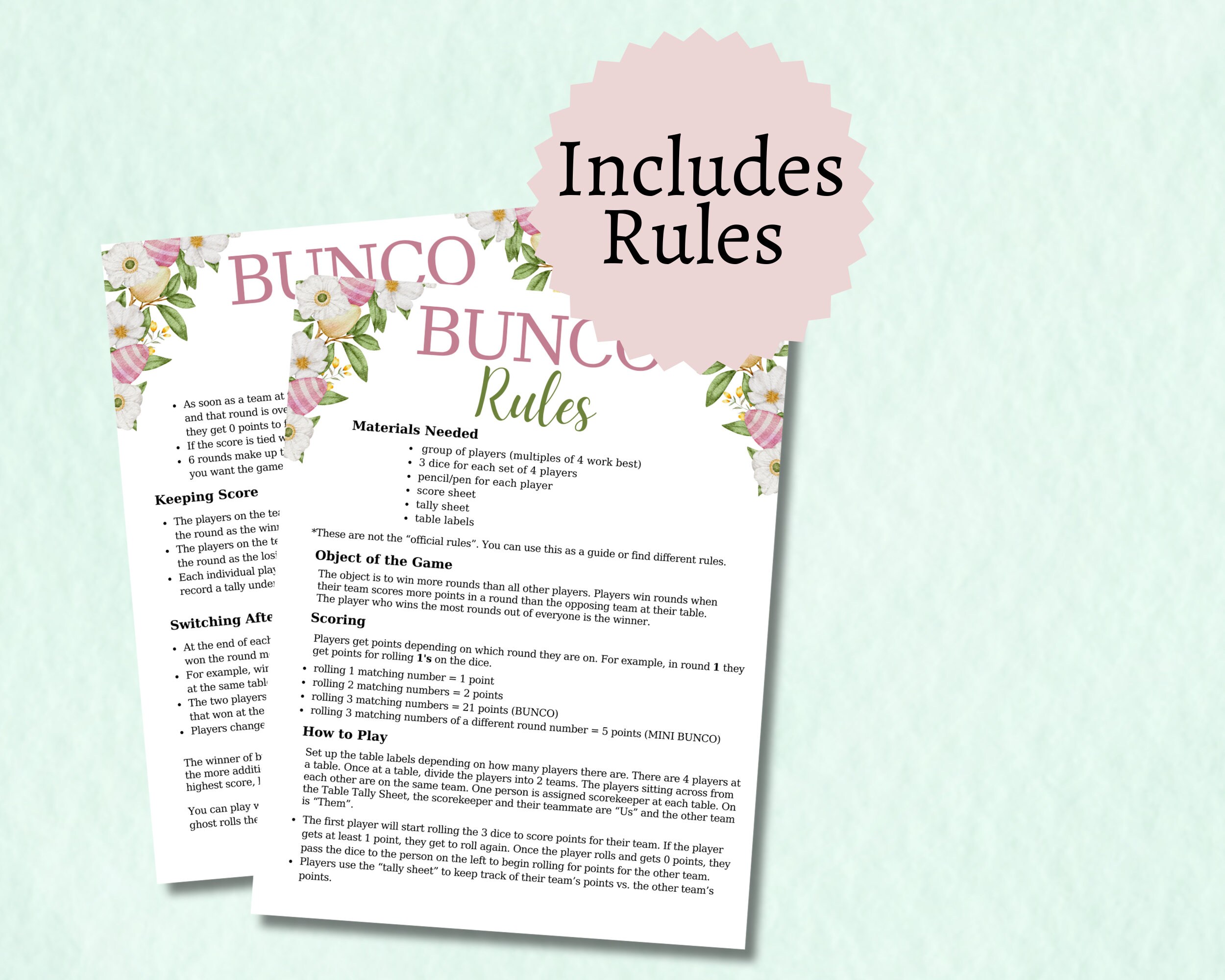 Easter Bunco Bundle, Printable Easter Party Game for Groups, Dice ...