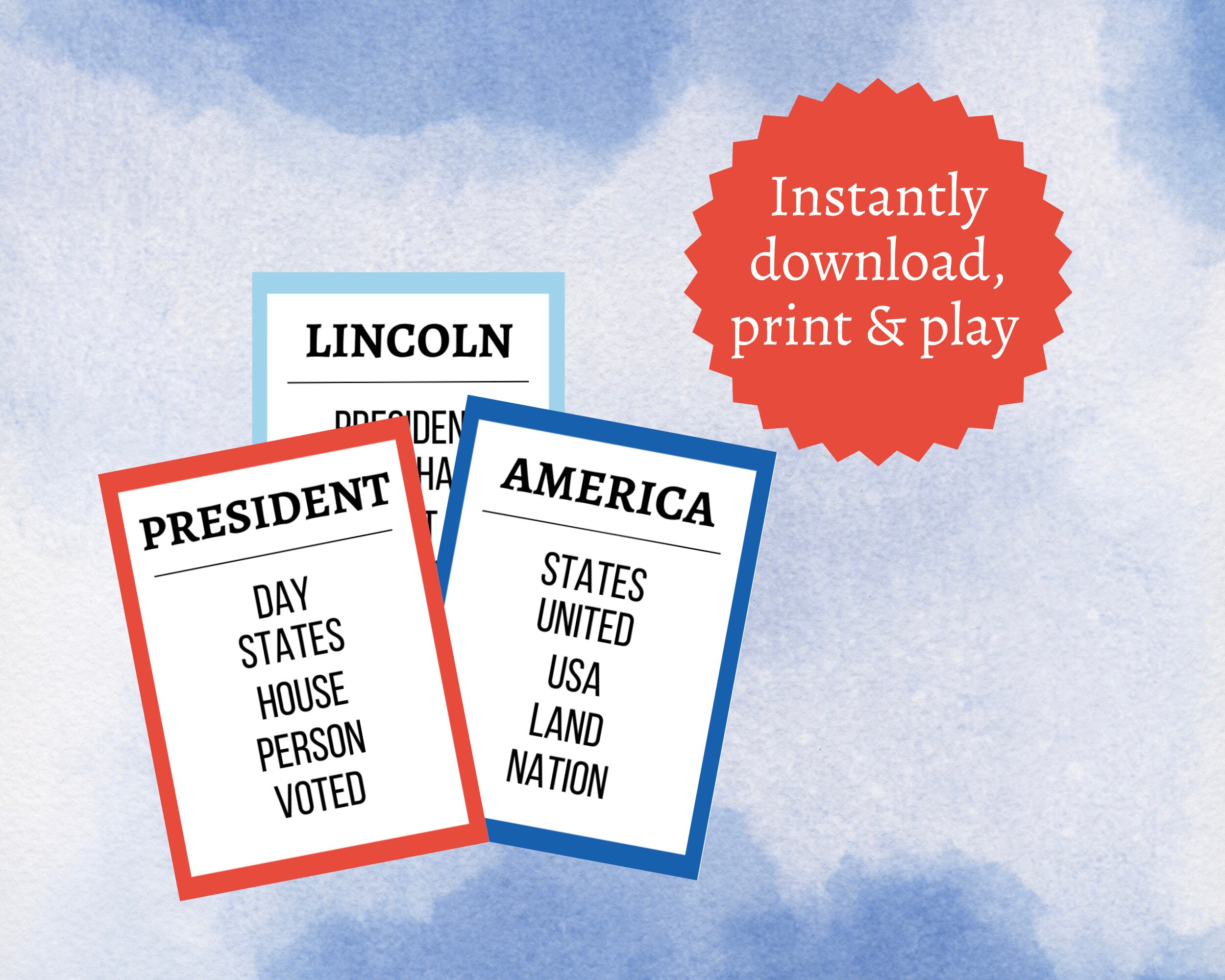 President's Day Taboo Game, Printable President Trivia Activity - Etsy