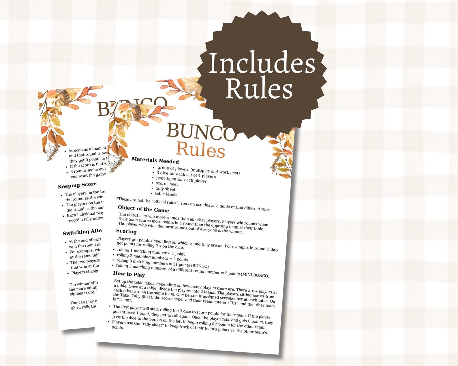Fall Bunco Cards Bundle, Printable Autumn Party Game for Groups ...