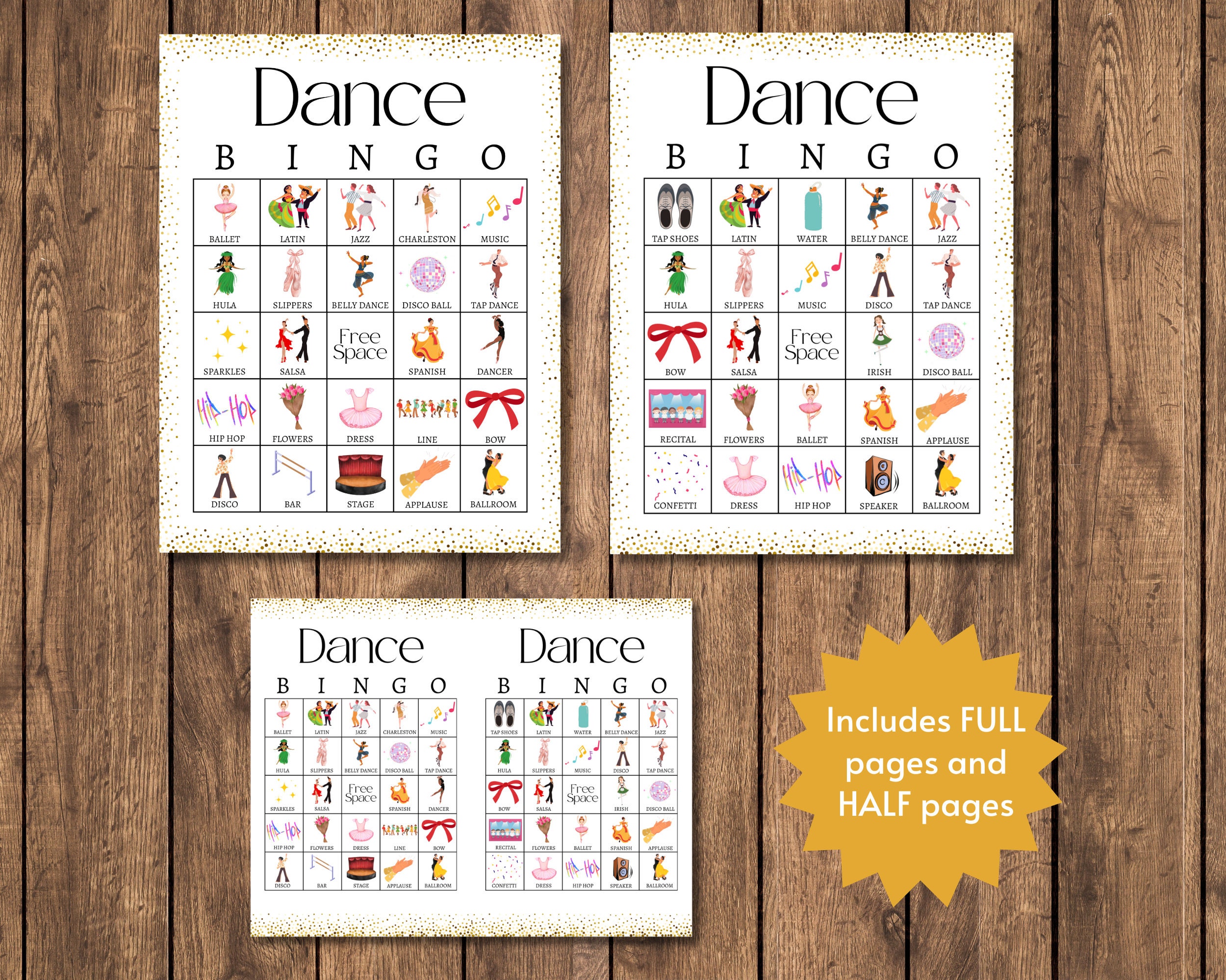 Dance Bingo Cards, Printable Dancer Party Game for Kids, Teens, and ...