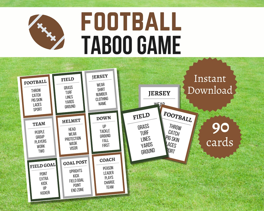 Football Taboo Card Game, Printable American Football Party Game for ...