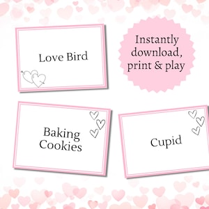 Valentine's Day Pictionary Cards, Printable Valentine's Charades ...