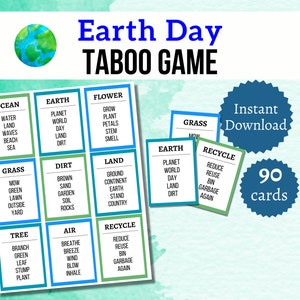 Earth Day Taboo Card Game, Printable Earth Day Party Game for Kids ...