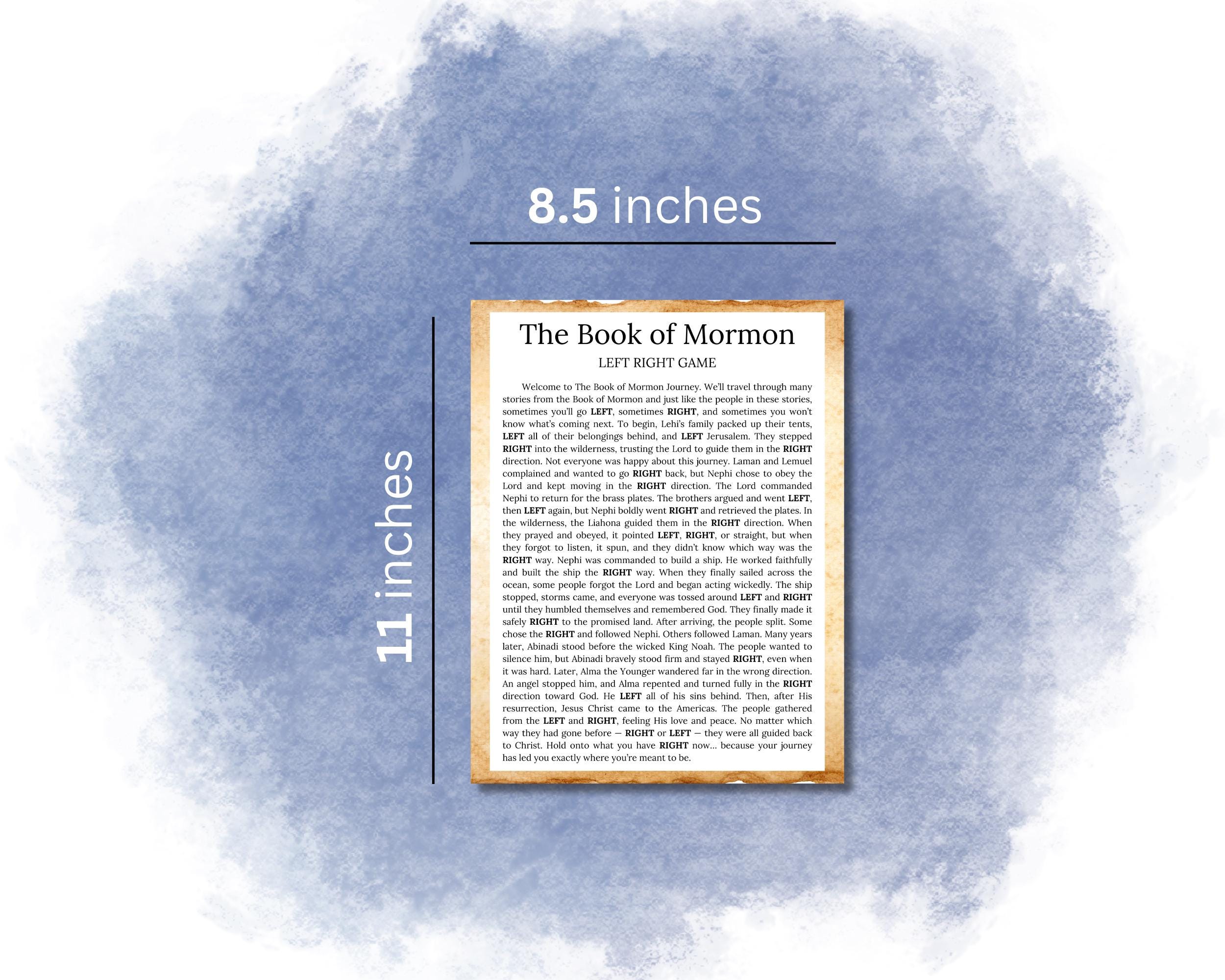 Book of Mormon Pass Left or Right Game, Printable LDS Party Game for ...