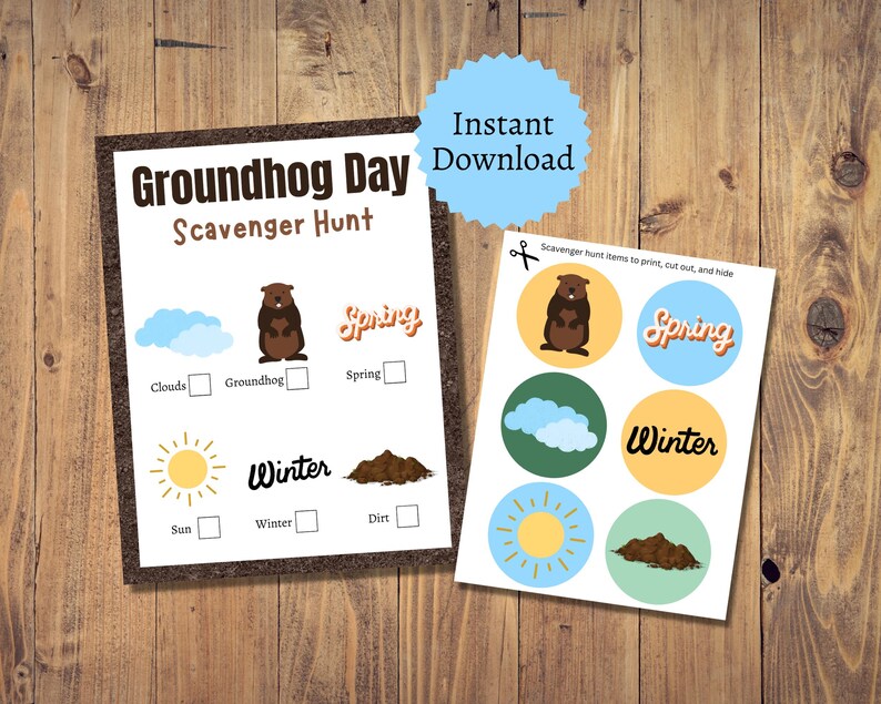 Groundhog Day Scavenger Hunt for Kids, Printable Groundhog Game for ...