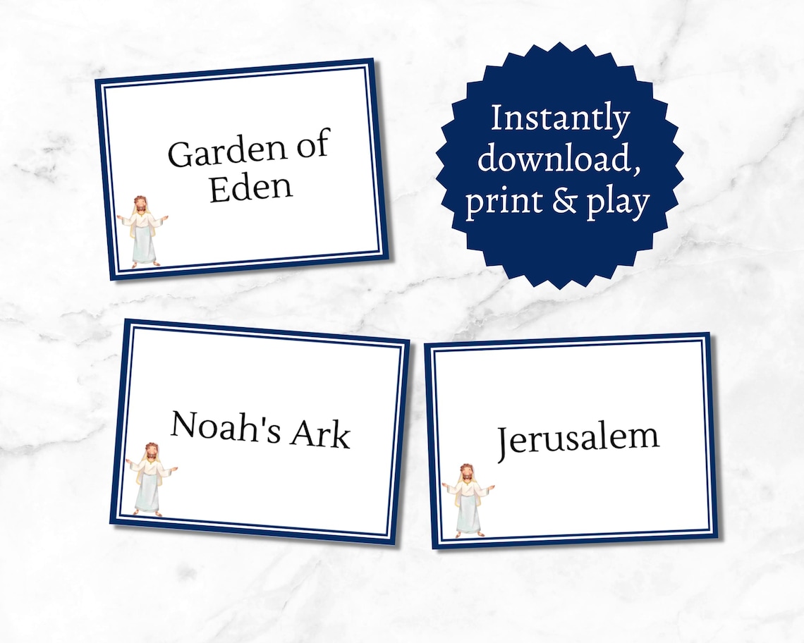 Bible Charades, Printable Bible Pictionary Cards, Christian Party Game ...