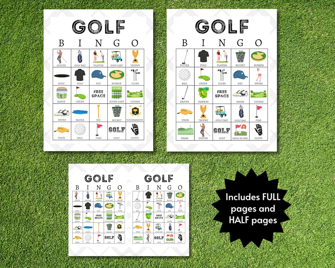 Golf Bingo Cards, Printable Golf Party Game for Kids, Teens, and Adults ...