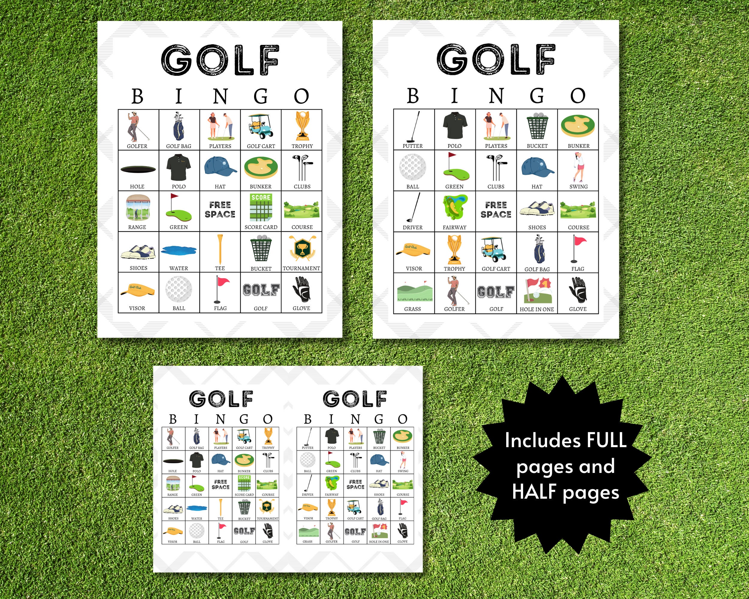 Golf Bingo Cards, Printable Golf Party Game for Kids, Teens, and Adults ...