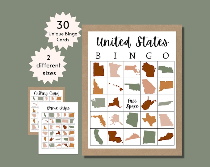 National Parks Bingo - 50 Cards, PRINTABLE, Senior Citizen Activities ...