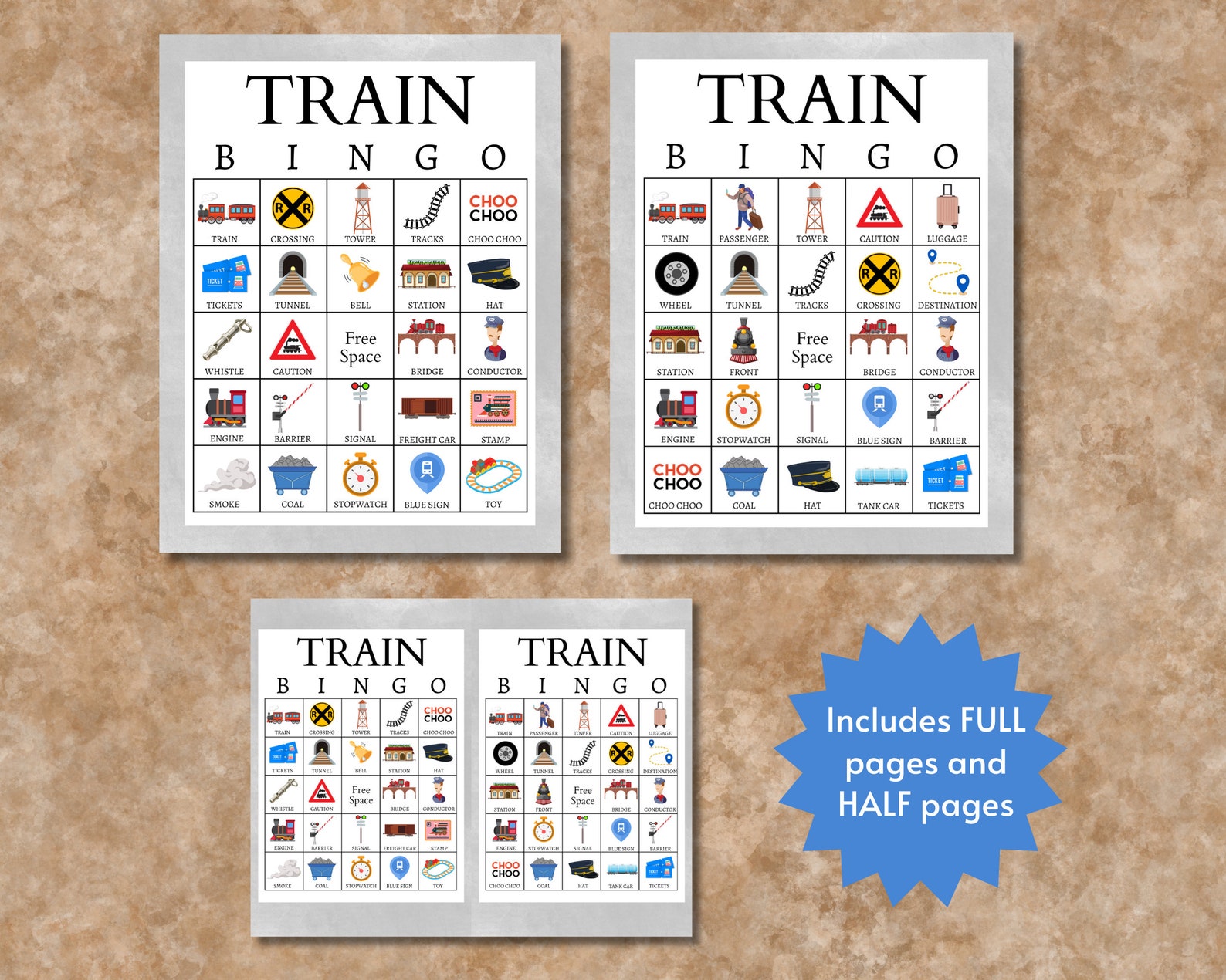 Train Bingo Cards, Printable Railroad Party Game for Kids, Teens, and ...