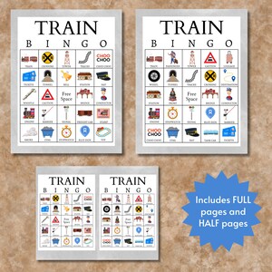 Train Bingo Cards, Printable Railroad Party Game for Kids, Teens, and ...
