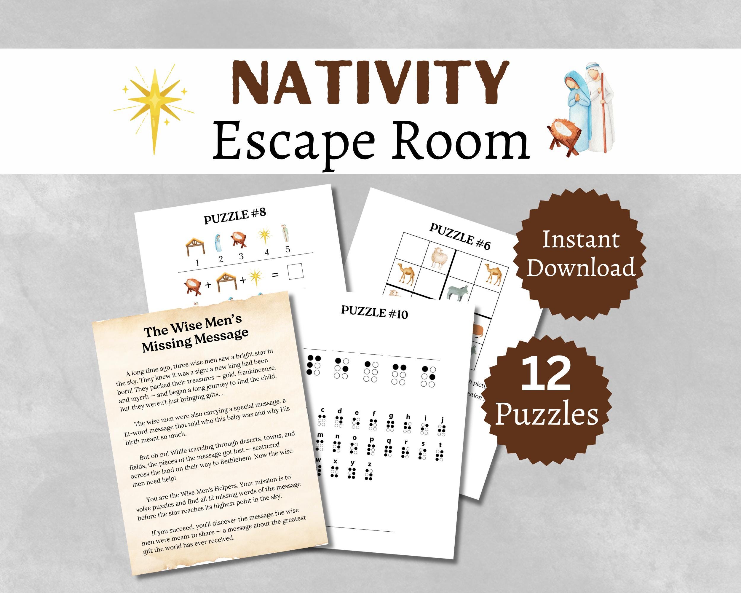 Nativity Escape Room for Kids, Christmas Bible Game for Kids and ...