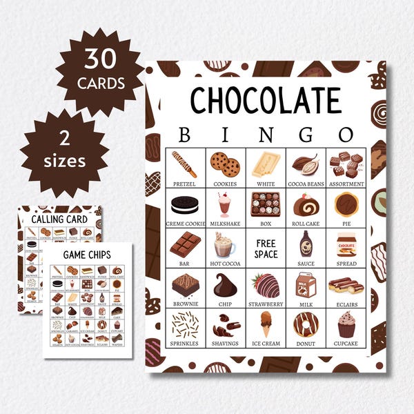Chocolate Bingo - Etsy UK